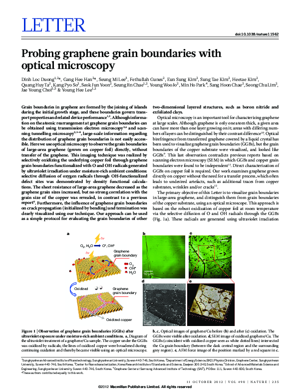 (PDF) Probing graphene grain boundaries with optical microscopy