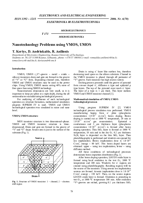 (PDF) Nanotechnology Problems using VMOS, UMOS