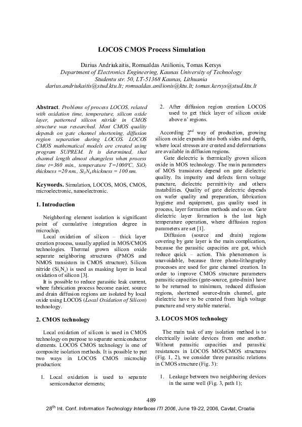 (PDF) LOCOS CMOS process simulation