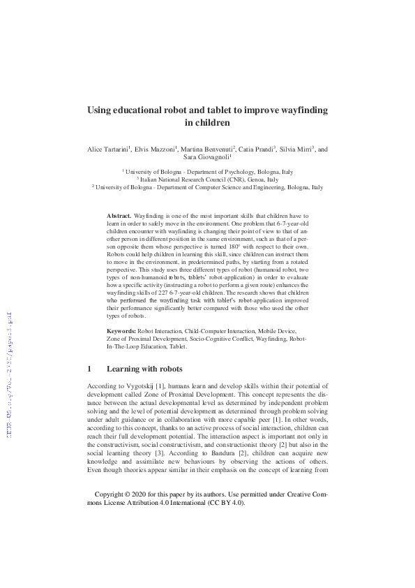 (PDF) Using educational robot and tablet to improve wayfinding in children