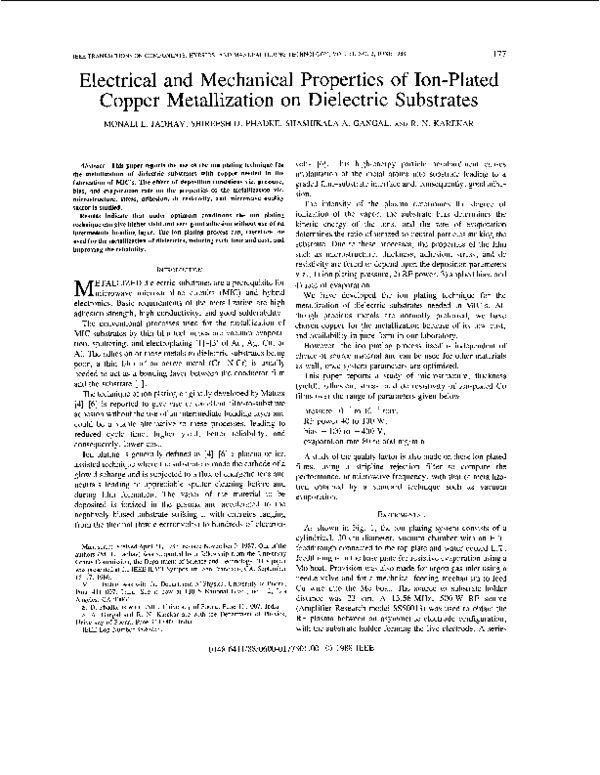 (PDF) Electrical and Mechanical Properties of Ion-Plated Copper ...