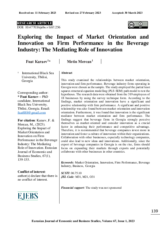 (PDF) Exploring the Impact of Market Orientation and Innovation on Firm ...