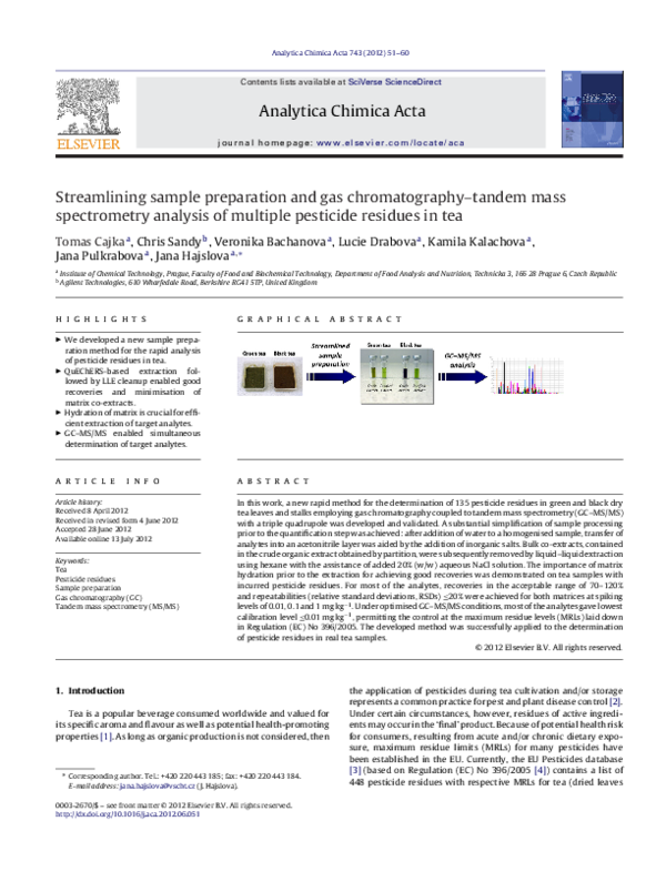 (PDF) Streamlining sample preparation and gas chromatography–tandem mass spectrometry analysis ...
