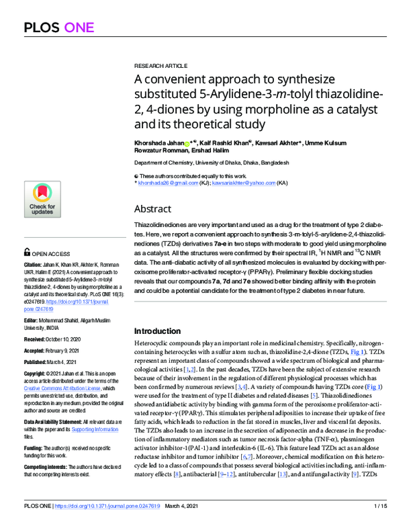 (PDF) A convenient approach to synthesize substituted 5-Arylidene-3-m-tolyl thiazolidine-2, 4 ...