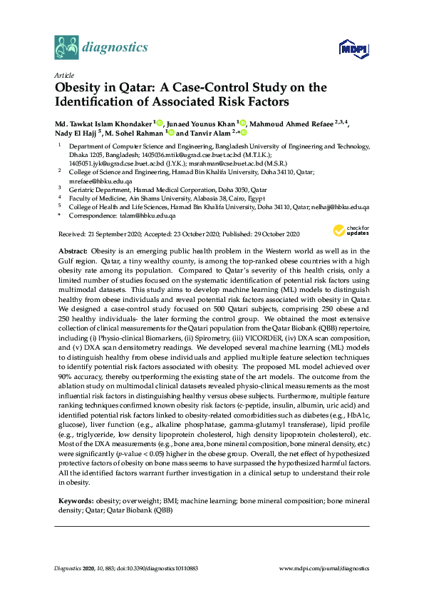 (PDF) Obesity in Qatar: A Case-Control Study on the Identification of ...