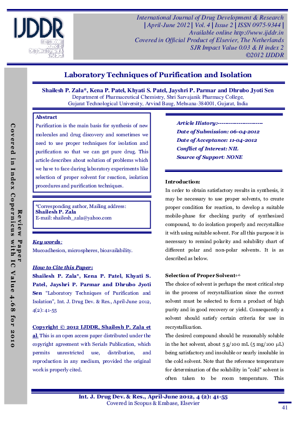 (PDF) Laboratory Techniques of Purification and Isolation