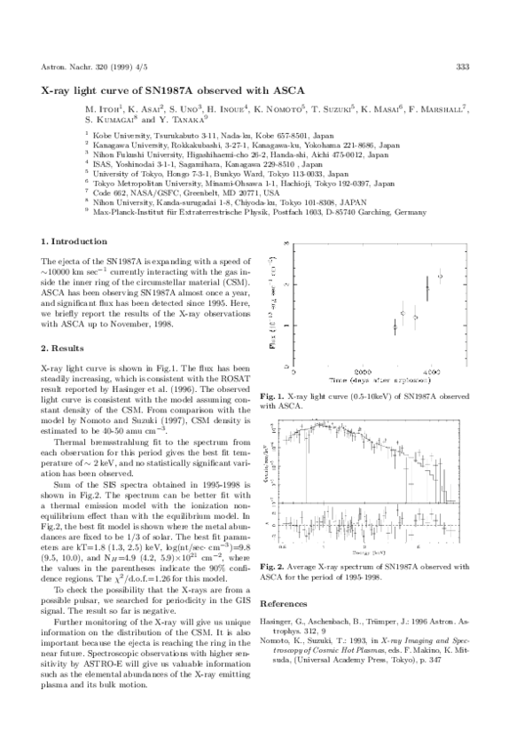 (PDF) X-ray light curve of SN1987A observed with ASCA