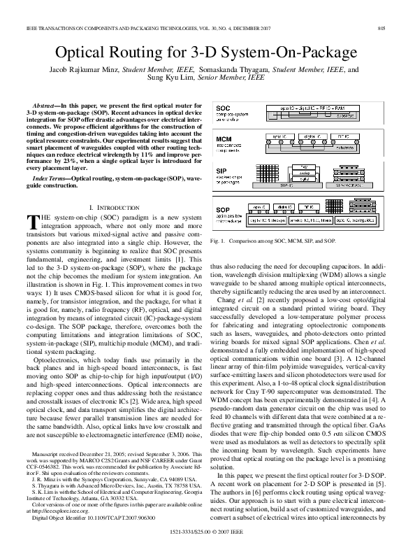 (PDF) Optical Routing for 3-D System-On-Package