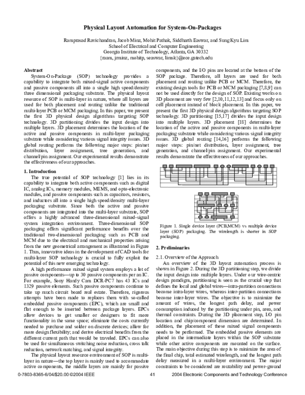 (PDF) Physical layout automation for system-on-packages