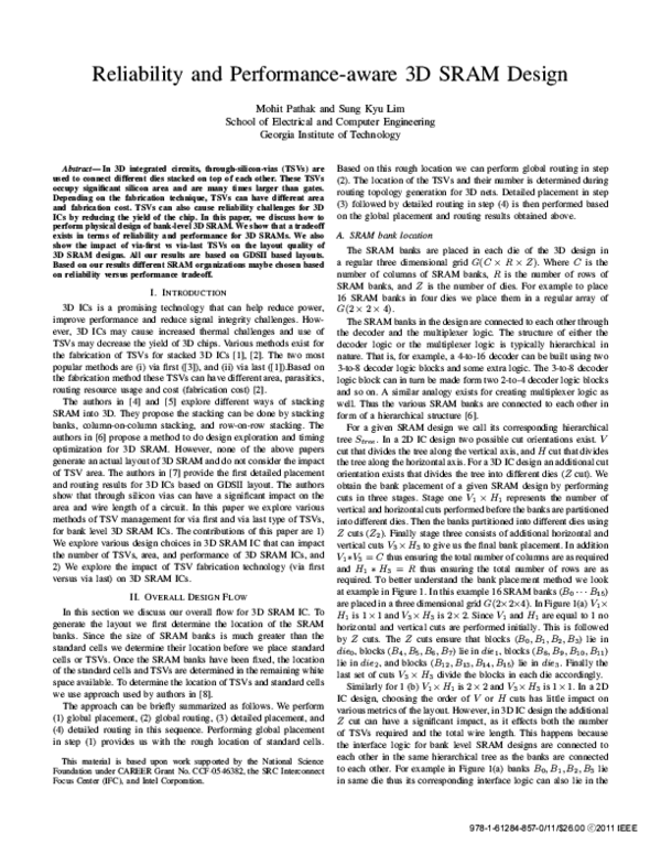 (PDF) Reliability and performance-aware 3D SRAM design
