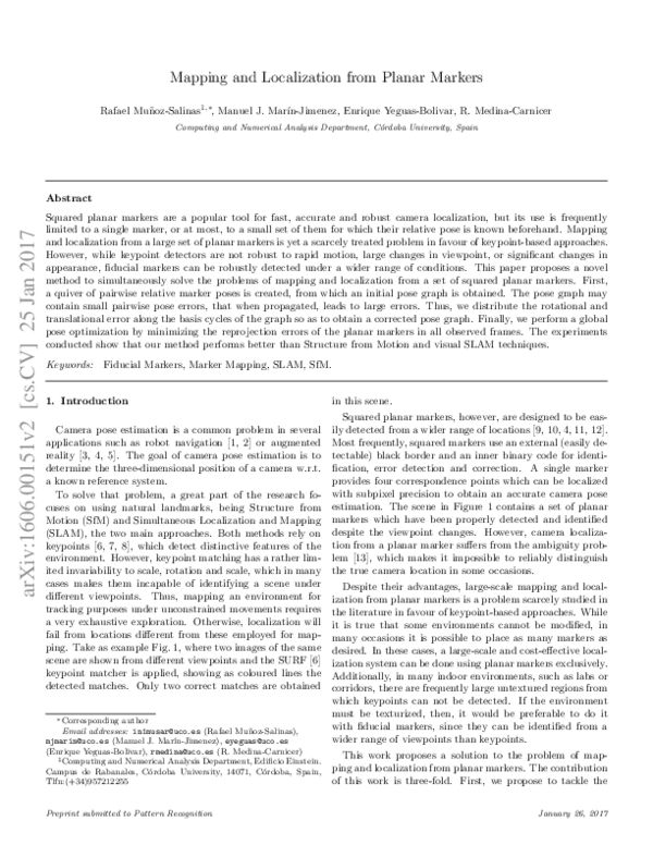 (PDF) Mapping and localization from planar markers