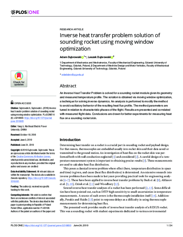 (PDF) Inverse heat transfer problem solution of sounding rocket using ...
