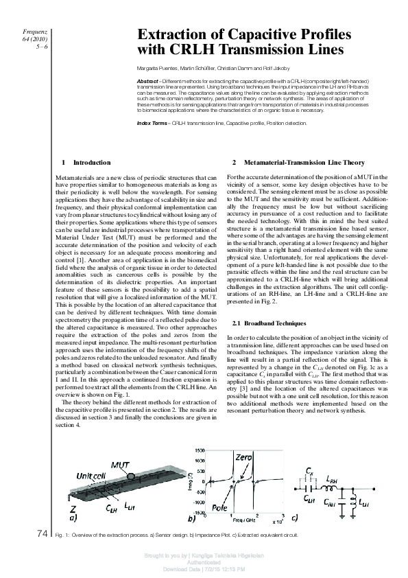 (PDF) Extraction of Capacitive Profiles with CRLH Transmission Lines