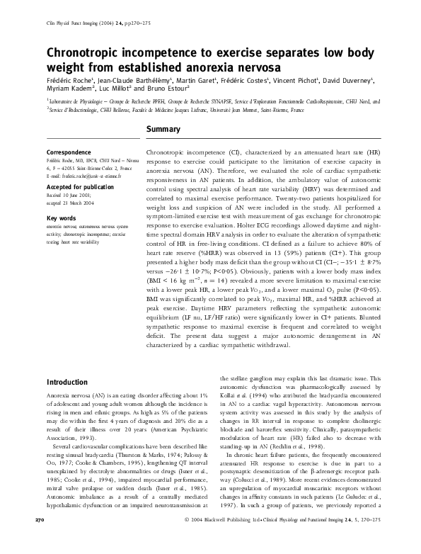 (PDF) Chronotropic incompetence to exercise separates low body weight ...