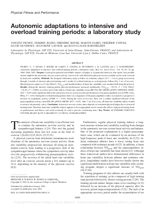 (PDF) Autonomic adaptations to intensive and overload training periods ...
