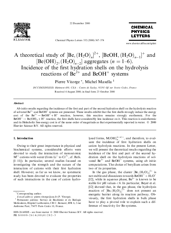 (PDF) Incidence of the ®rst hydration shells on the hydrolysis ...