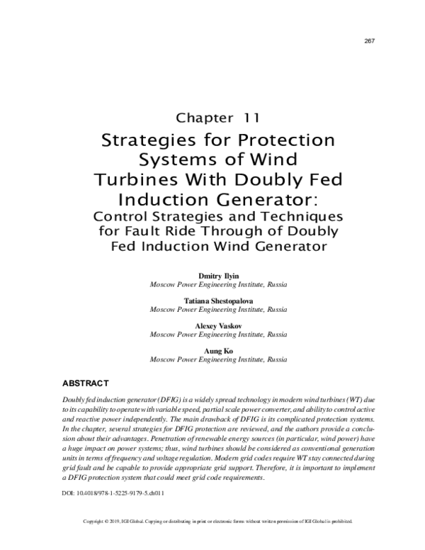 Pdf Strategies For Protection Systems Of Wind Turbines With Doubly Fed Induction Generator