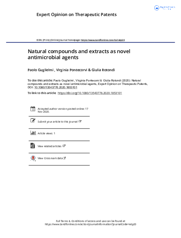(PDF) Natural compounds and extracts as novel antimicrobial agents