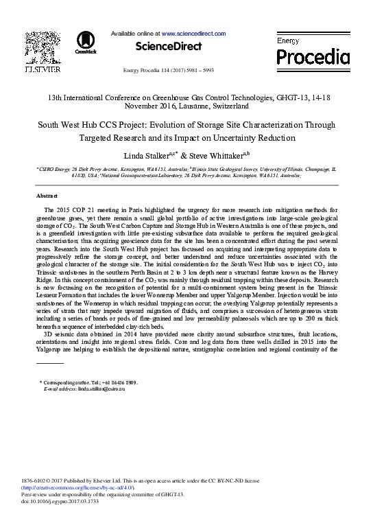 (PDF) South West Hub CCS Project: Evolution of Storage Site ...
