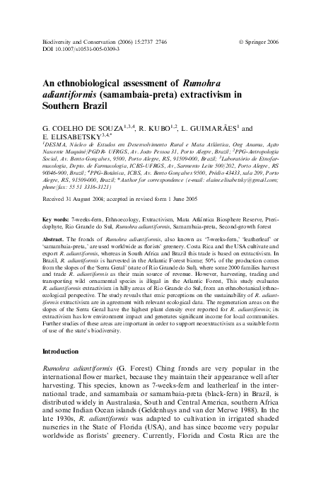 (PDF) An ethnobiological assessment of Rumohra adiantiformis (samambaia ...