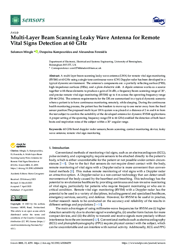 (PDF) Multi-Layer Beam Scanning Leaky Wave Antenna for Remote Vital Signs Detection at 60 GHz ...
