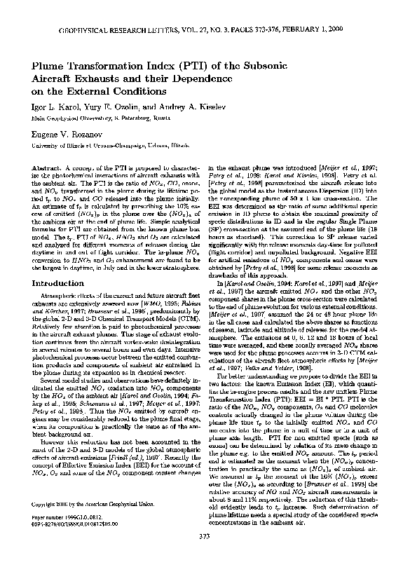 (PDF) Plume transformation index (PTI) of the subsonic aircraft ...