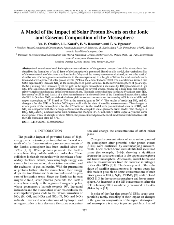 (PDF) A model of the impact of solar proton events on the ionic and ...