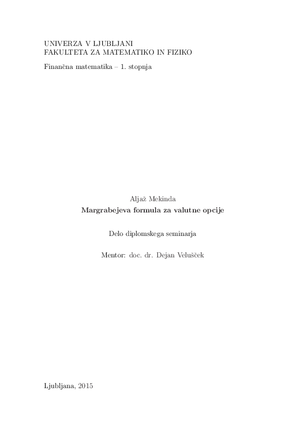 (PDF) Margrabe formula for exchange options