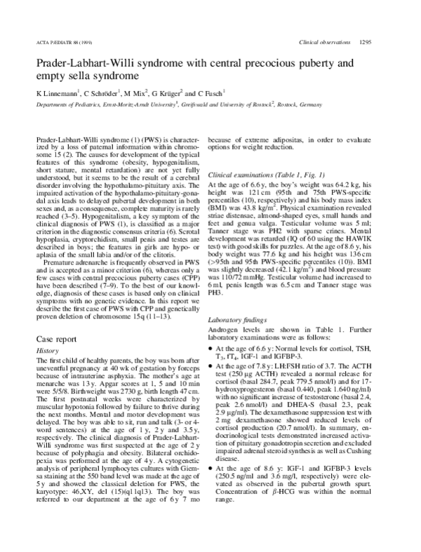 (PDF) Prader-Labhart-Willi syndrome with central precocious puberty and ...