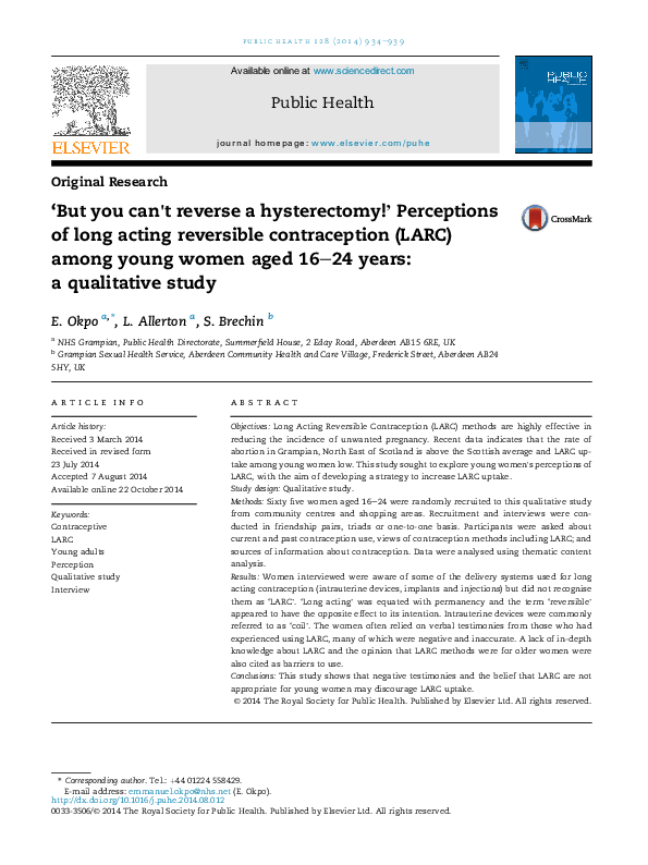 Pdf ‘but You Cant Reverse A Hysterectomy Perceptions Of Long Acting Reversible