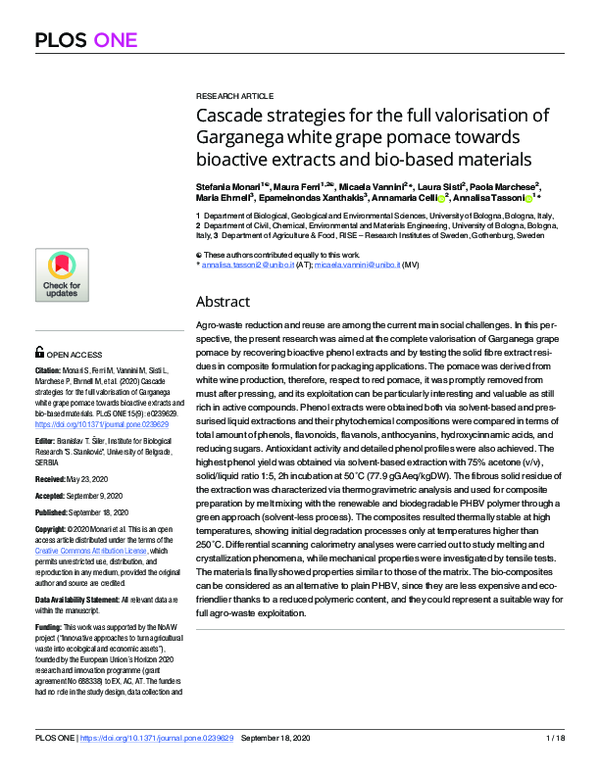 (PDF) Cascade strategies for the full valorisation of Garganega white ...