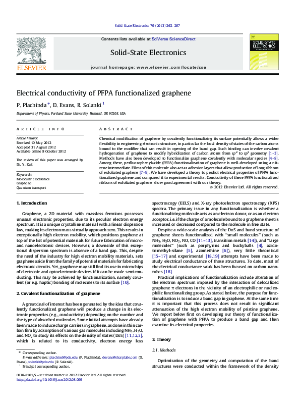(PDF) Electrical conductivity of PFPA functionalized graphene