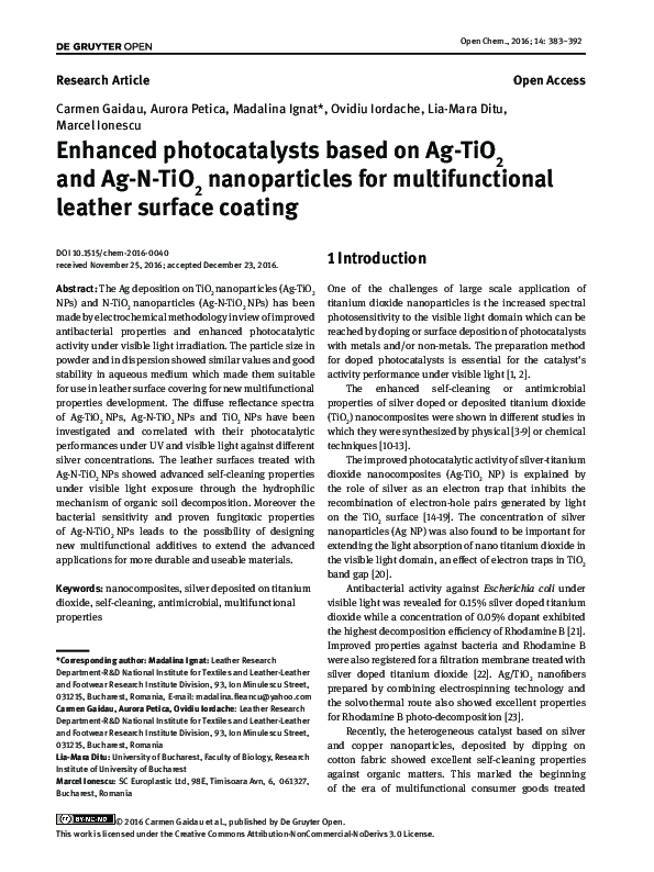 (PDF) Enhanced photocatalysts based on Ag-TiO2 and Ag-N-TiO2 nanoparticles for multifunctional ...