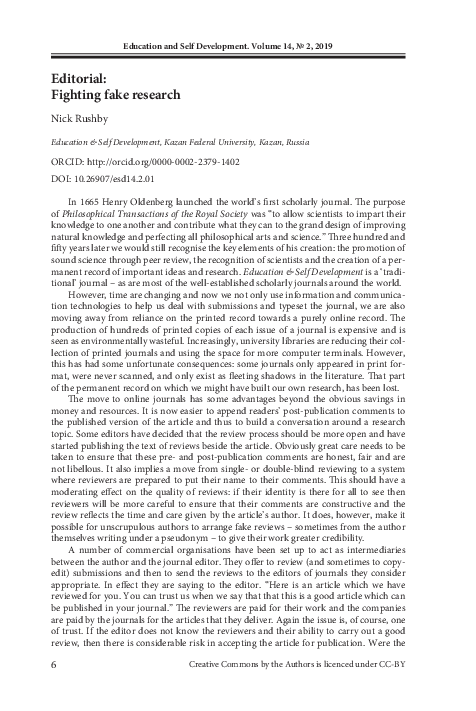 (PDF) Editorial: Fighting fake research
