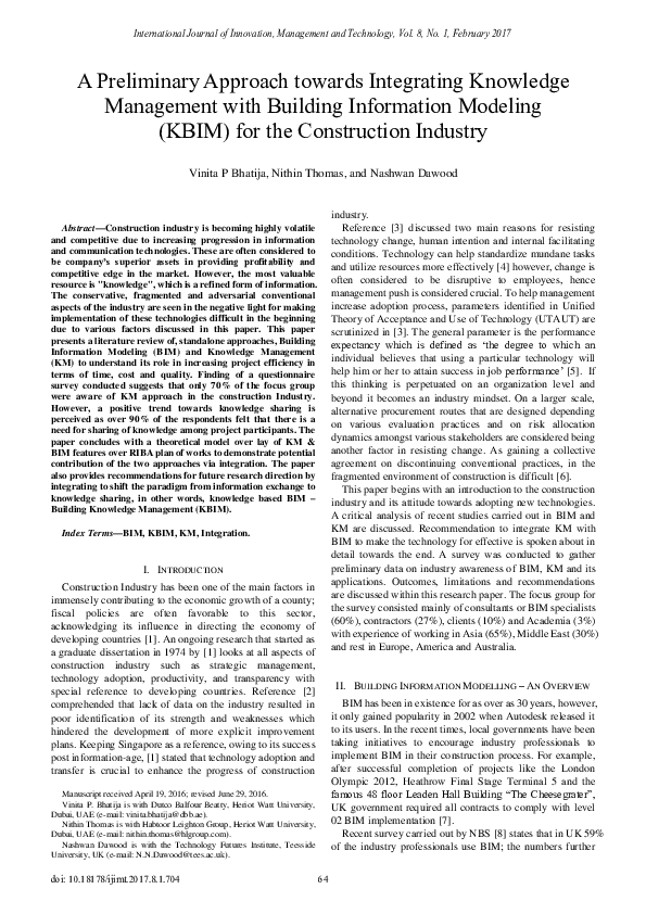 (PDF) A Preliminary Approach towards Integrating Knowledge Management with Building Information ...