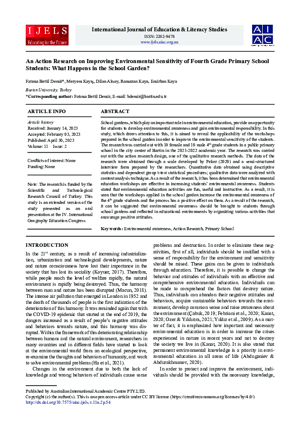 (PDF) An Action Research on Improving Environmental Sensitivity of ...