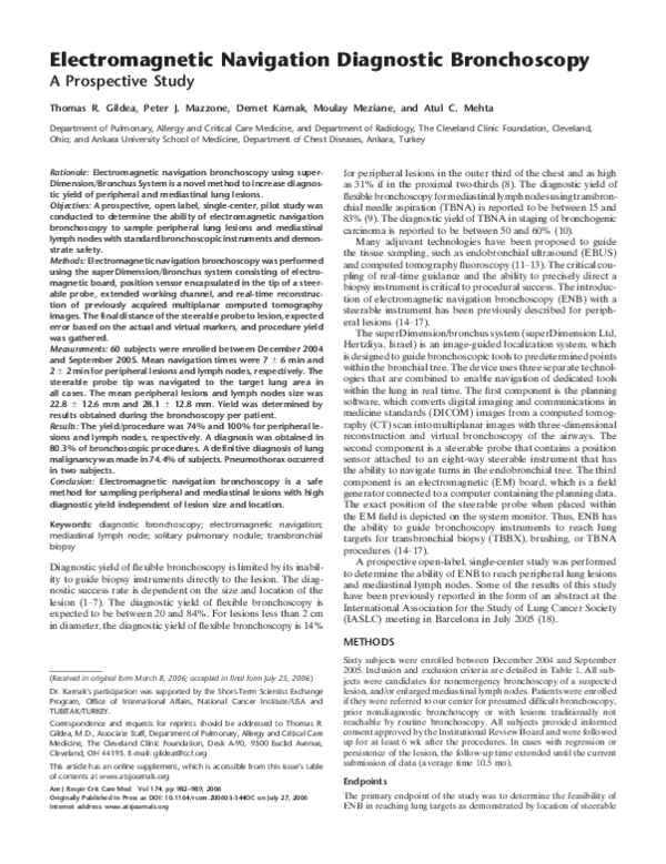 (PDF) Electromagnetic Navigation Diagnostic Bronchoscopy