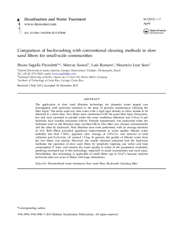 (PDF) Comparison of backwashing with conventional cleaning methods in ...