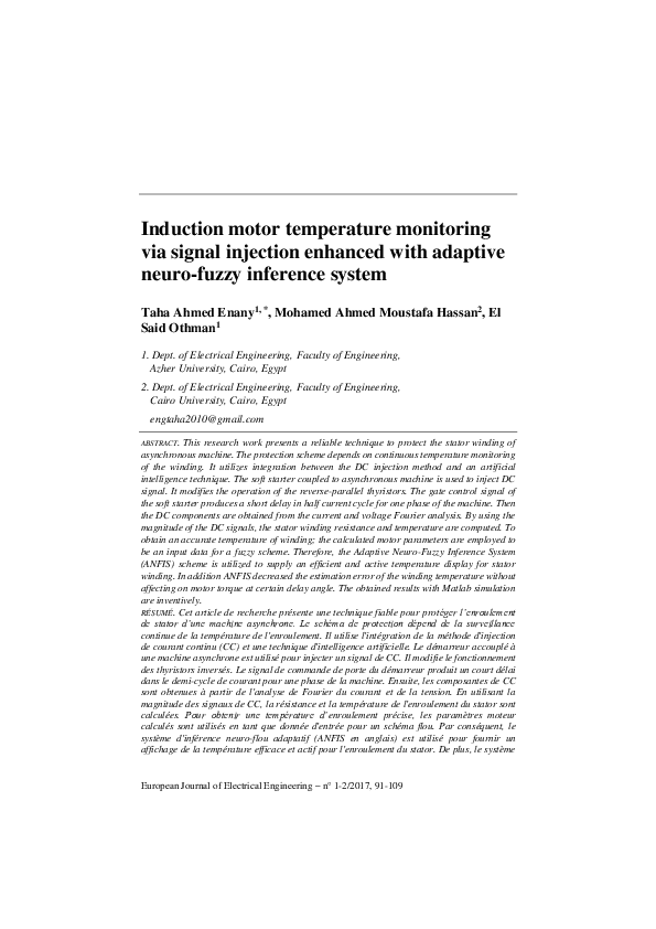 (PDF) Induction motor temperature monitoring via signal injection ...