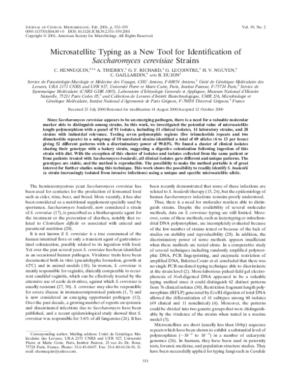 (PDF) Microsatellite Typing as a New Tool for Identification of ...