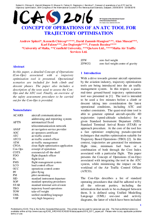 (PDF) Concept of operations of an ATC tool for trajectory optimization ...