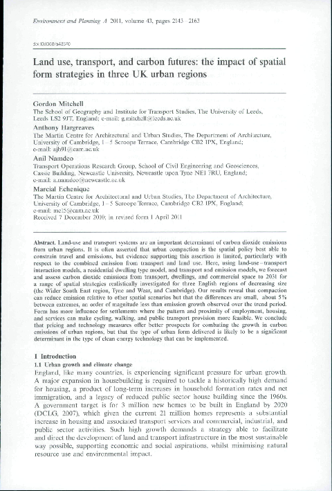 (PDF) Land Use, Transport, and Carbon Futures: The Impact of Spatial ...