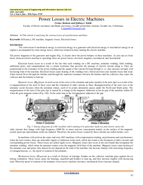 (PDF) Power Losses in Electric Machines