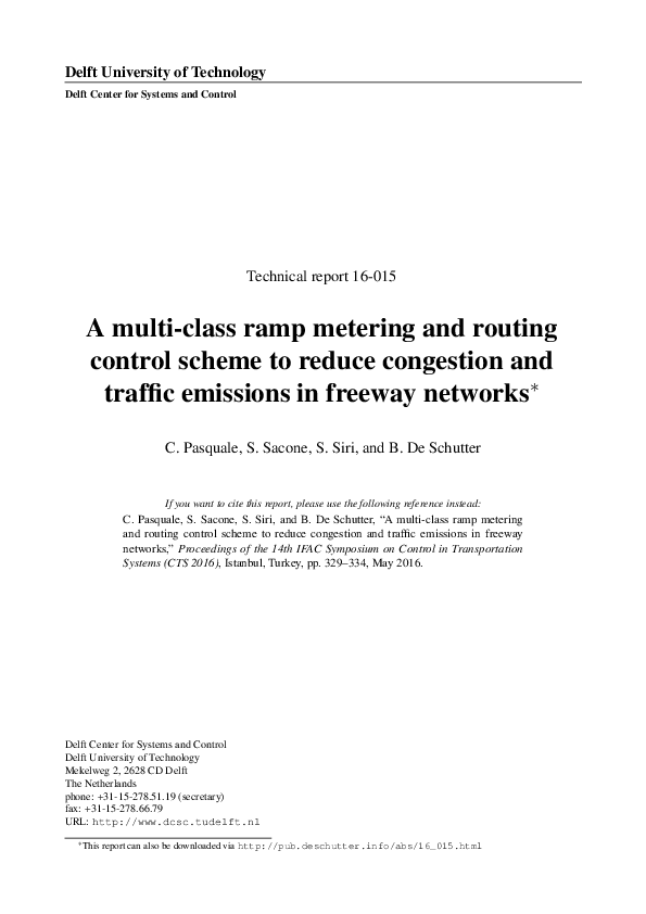 (PDF) A multi-class ramp metering and routing control scheme to reduce ...