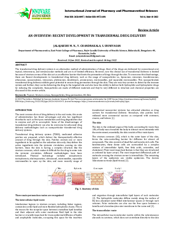 (PDF) AN OVERVIEW: RECENT DEVELOPMENT IN TRANSDERMAL DRUG DELIVERY ...