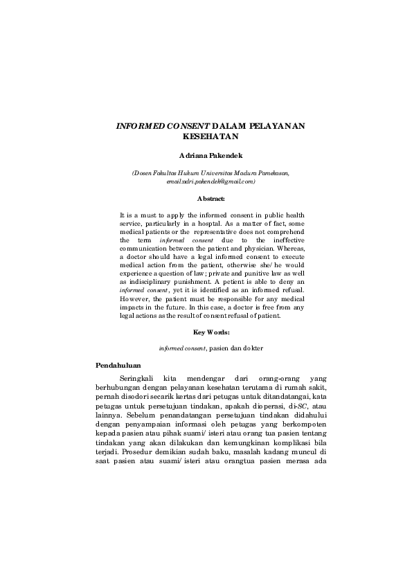 (PDF) Informed Consent Dalam Pelayanan Kesehatan