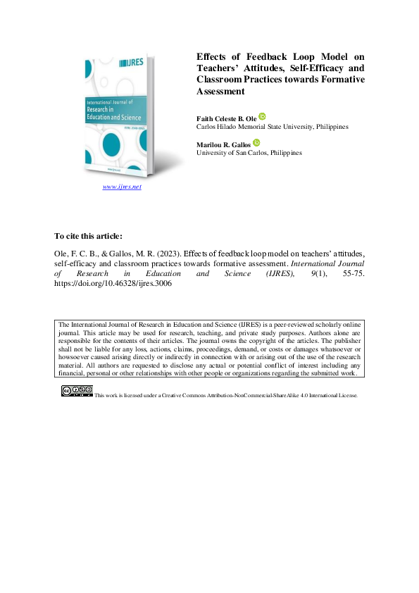 (PDF) Effects of Feedback Loop Model on Teachers’ Attitudes, Self ...