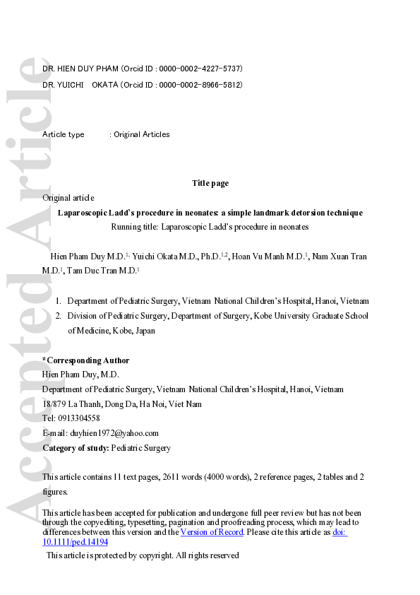(PDF) Laparoscopic Ladd’s procedure in neonates: A simple landmark ...