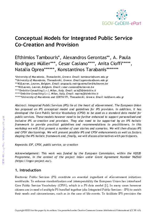 (PDF) Conceptual Models for Integrated Public Service Co-Creation and ...