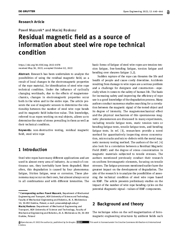 (PDF) Residual magnetic field as a source of information about steel ...
